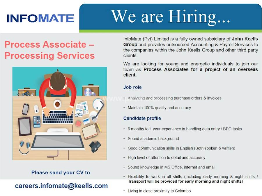 PROCESS ASSOCIATE - Processing Service at INFOMATE at InfoMate