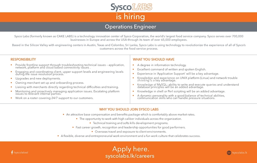 Operations Engineer at Sysco Labs