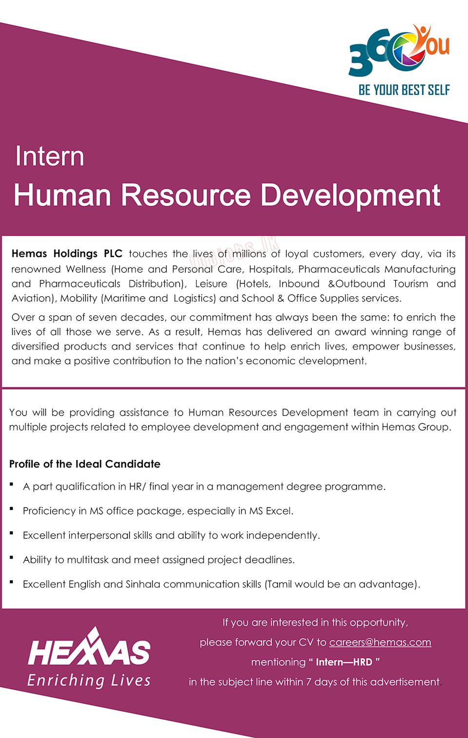 Intern - Human Resource Development at Hemas Holdings