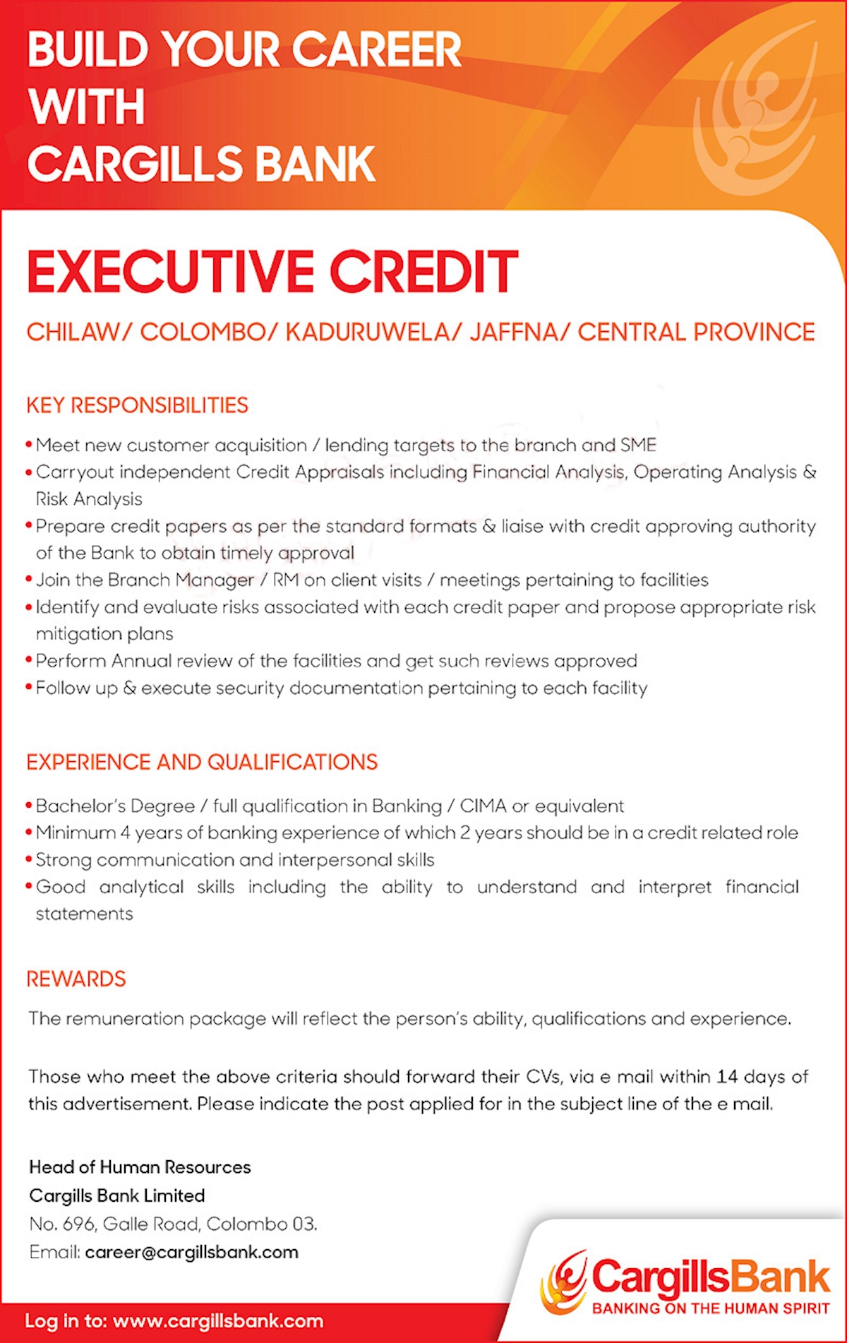 Executive Credit at Cargills Bank