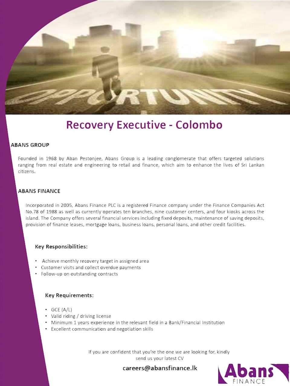 Recovery Executive - Colombo at Abans