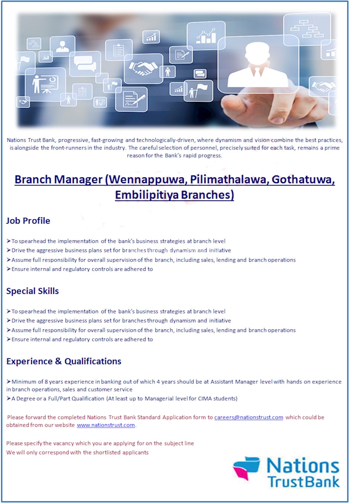 Branch Manager at Nations Trust Bank