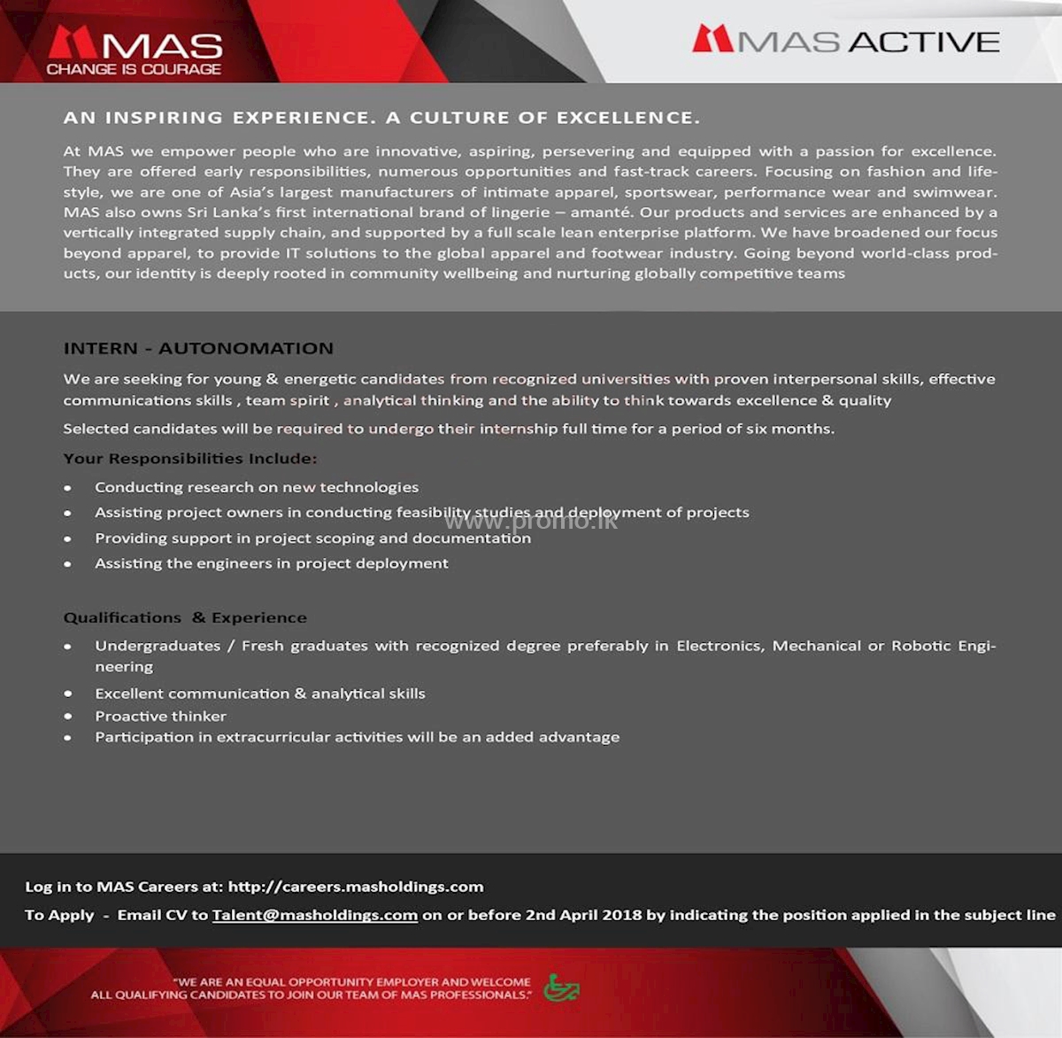 Intern - Autonomation at MAS Holdings