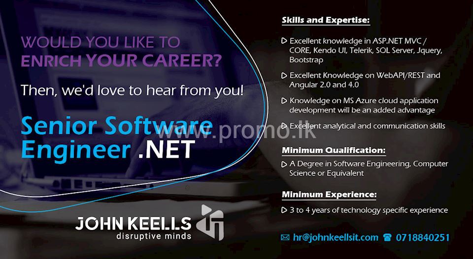 Senior Software Engineer .NET at John Keells Holdings