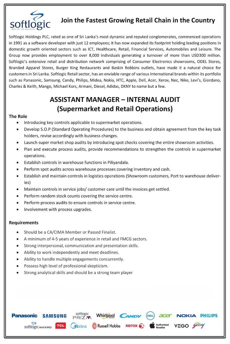 Assistant Manager - Internal Audit (Supermarket and Retail Operations ...