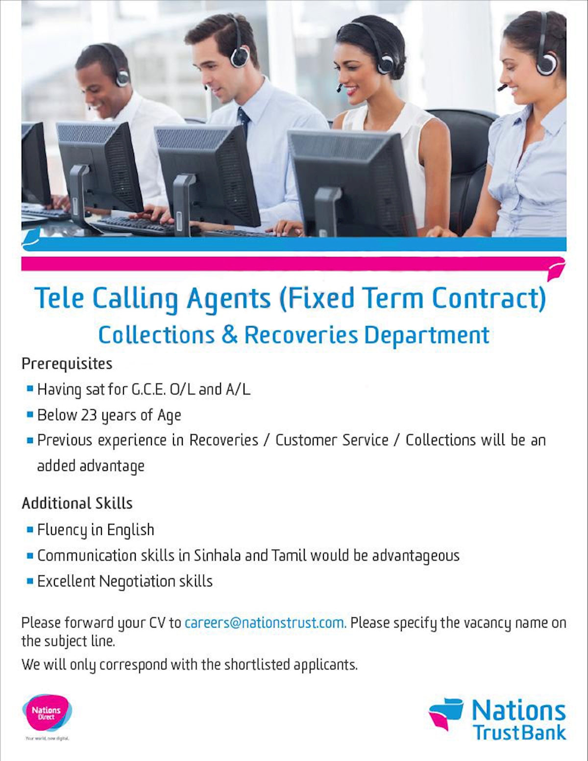 Telecalling Agents (Fixed Term Contract) - Collections and Recoveries ...