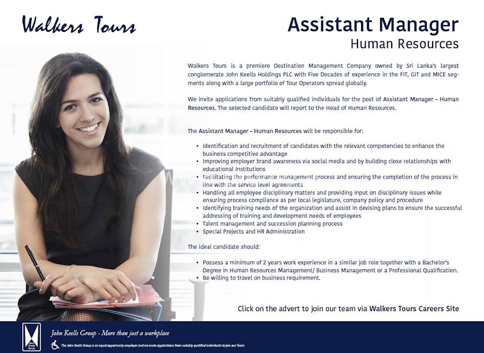 Assistant Manager - Human Resources at John Keells Holdings