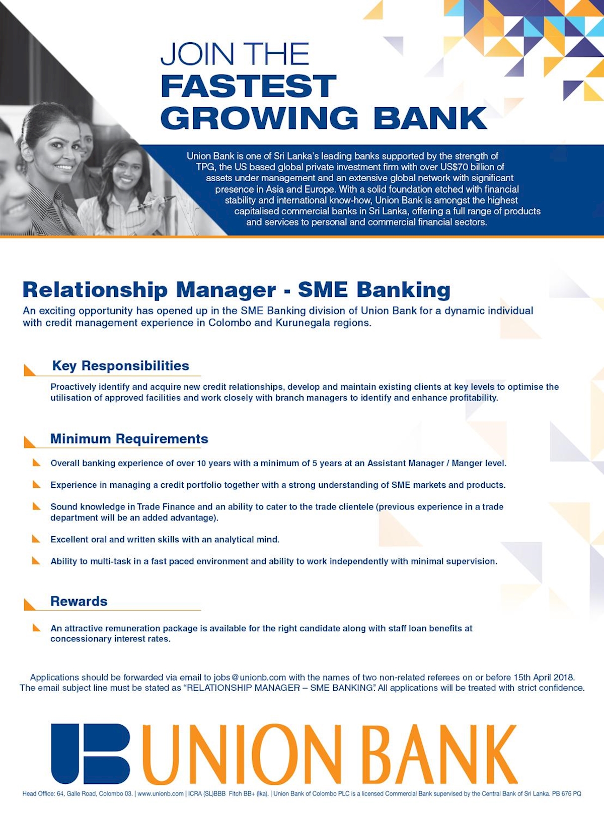 Relationship Manager - SME Banking at Union Bank