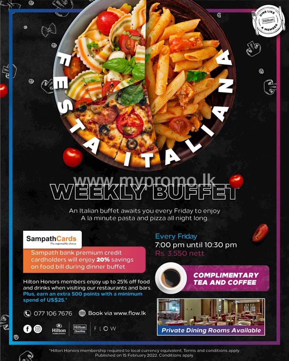 Friday Weekly Buffet at Hilton Colombo Residences FLOW