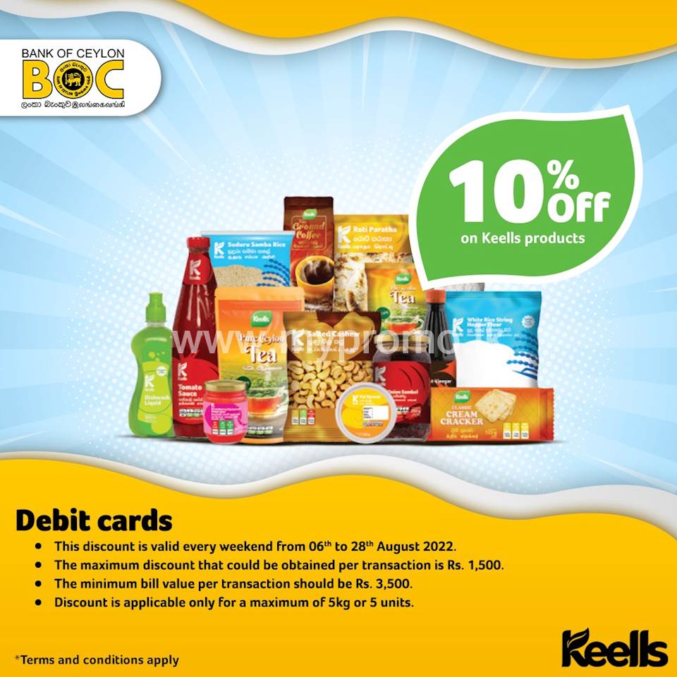 10% off on keells Products for BOC Debit Cards