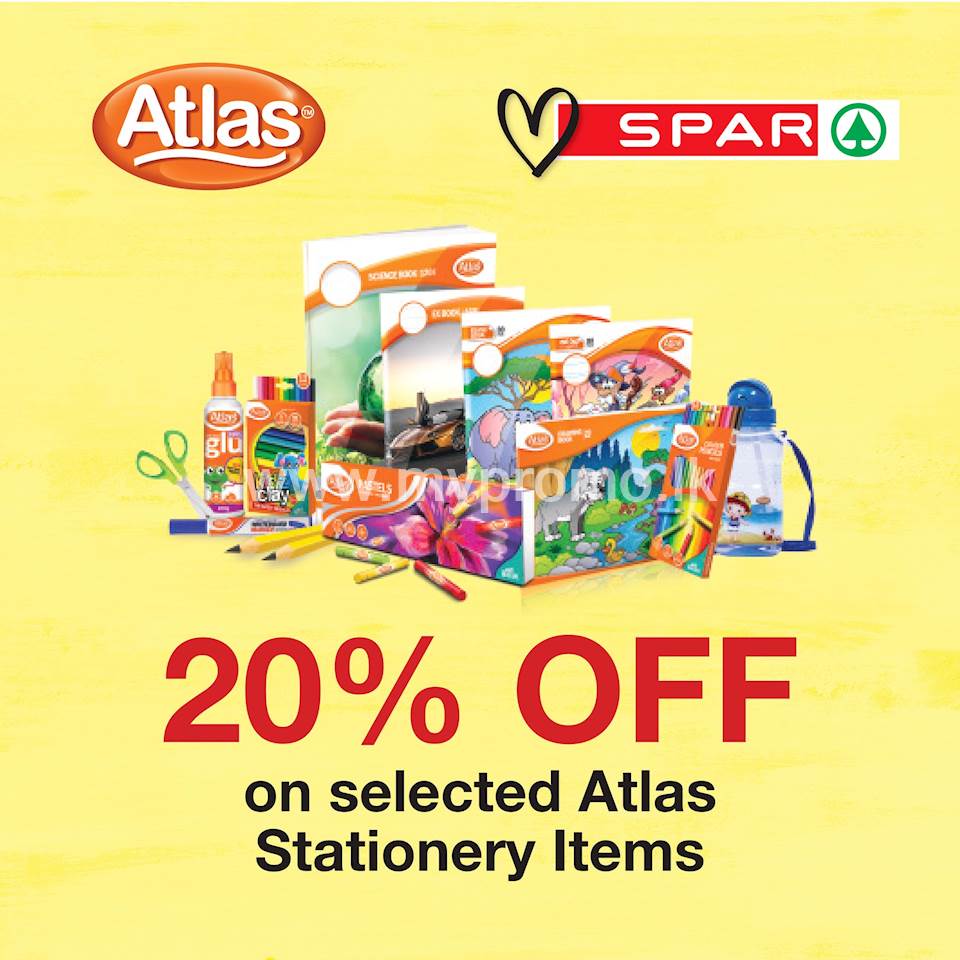 Get 20% off selected Atlas stationary items at SPAR supermarkets