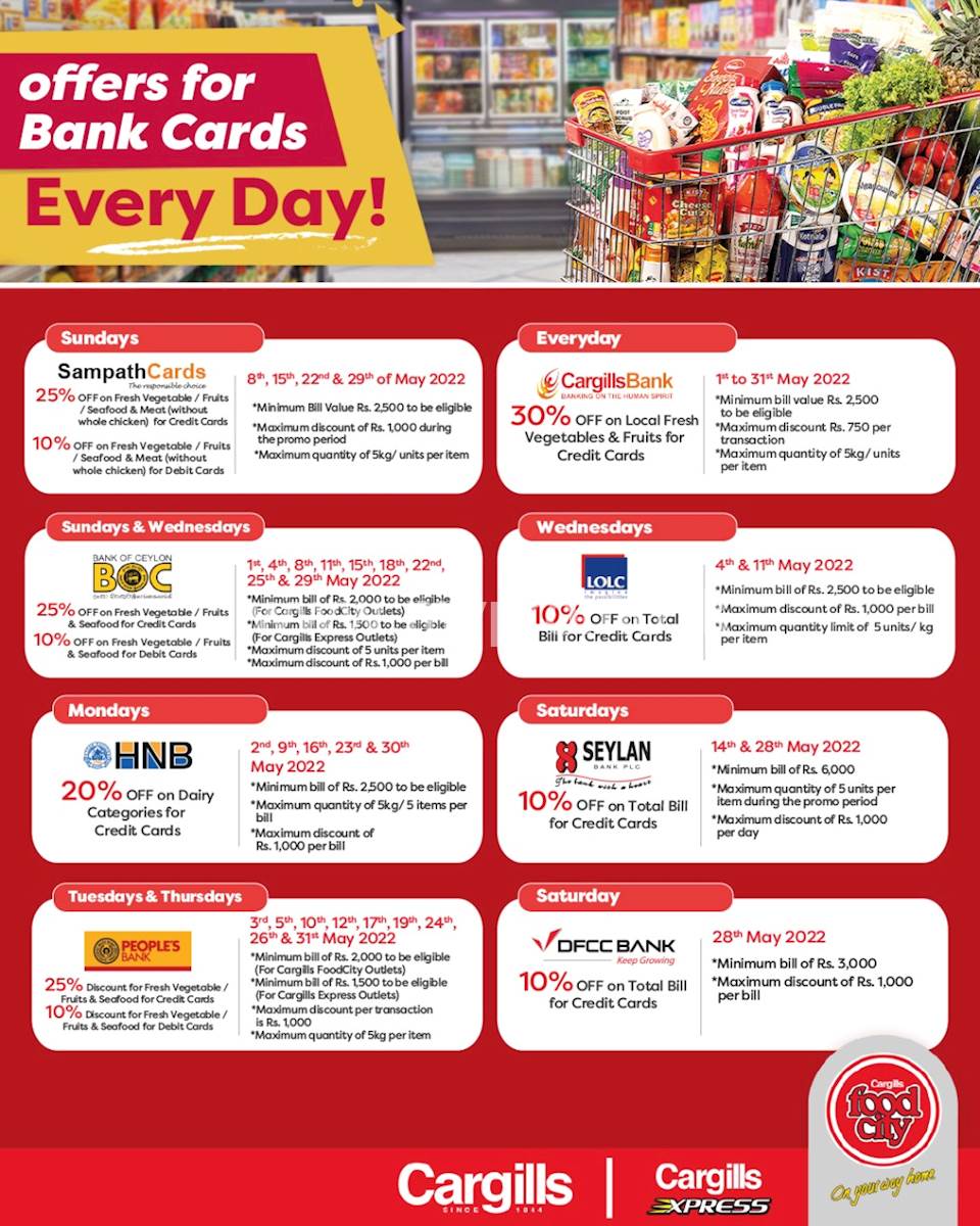 An exciting range of credit card offers from Cargills FoodCity!