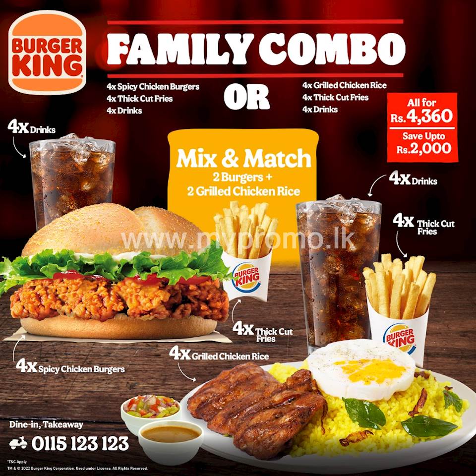Family Combo offer at Burger King