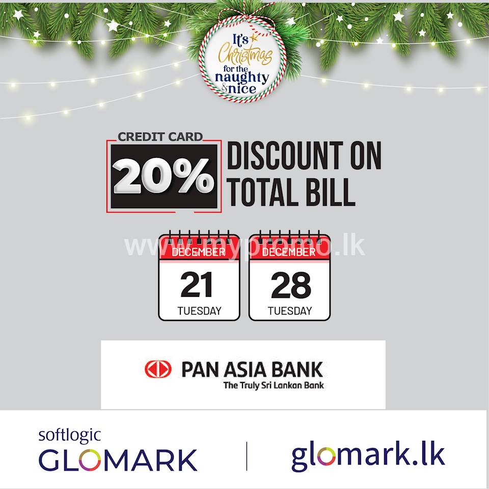 20% DISCOUNT on Total Bill for Pan Asia Bank Credit Cards at GLOMARK