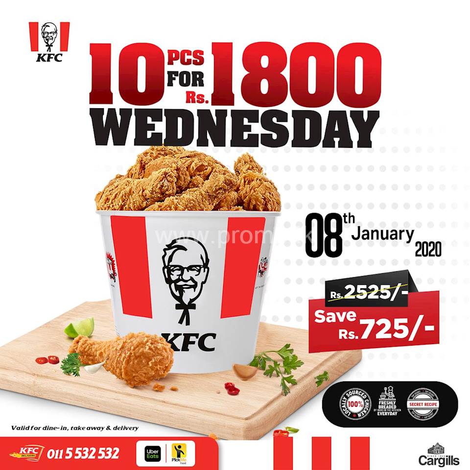Wednesday Special for just Rs.1800 at KFC Sri Lanka