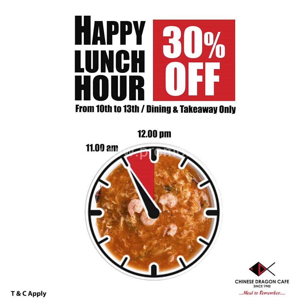 Seasonal Happy Lunch Hour at Chinese Dragon Cafe