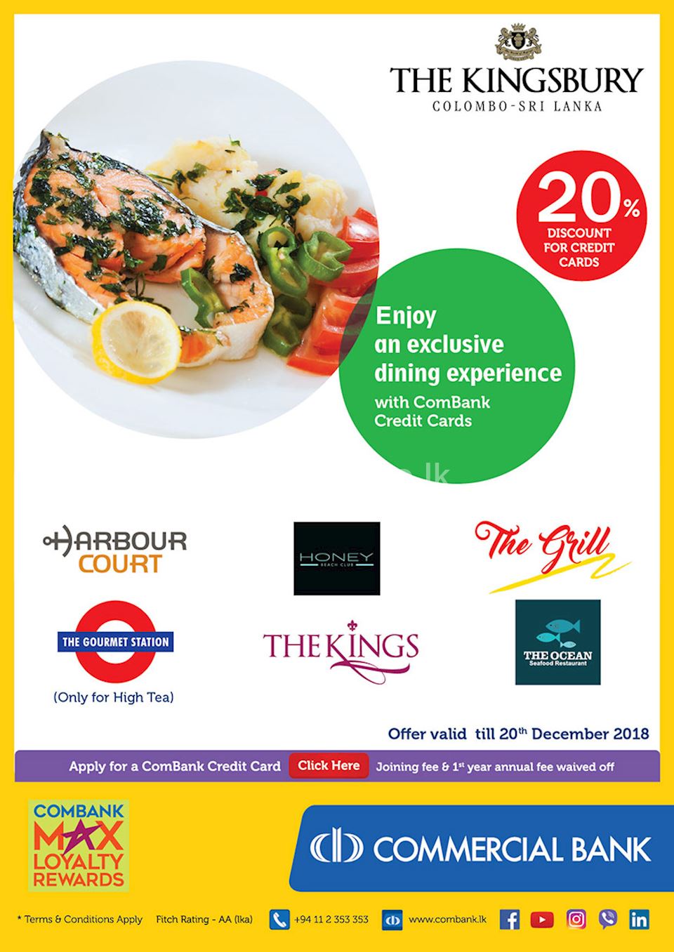 Enjoy an exclusive dining experience with Combank Cards