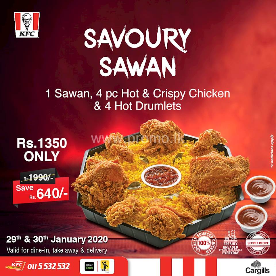 The KFC Savory Sawan is back! Get a Sawan, 4PC Hot & Crispy Chicken, 4 ...