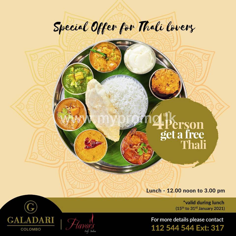 Special offer for thali lovers - 4th Person Get a free thali at ...