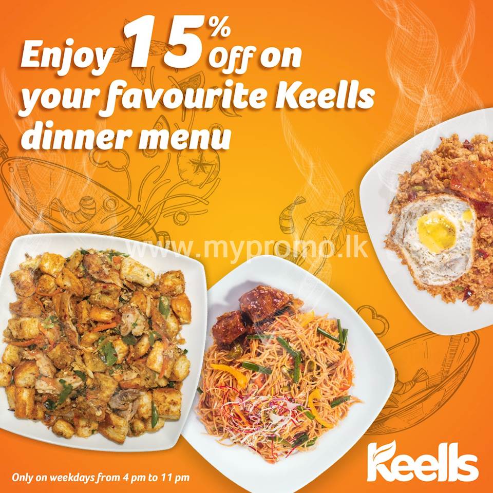 Enjoy 15% off on your favourite Keells Dinner Menu