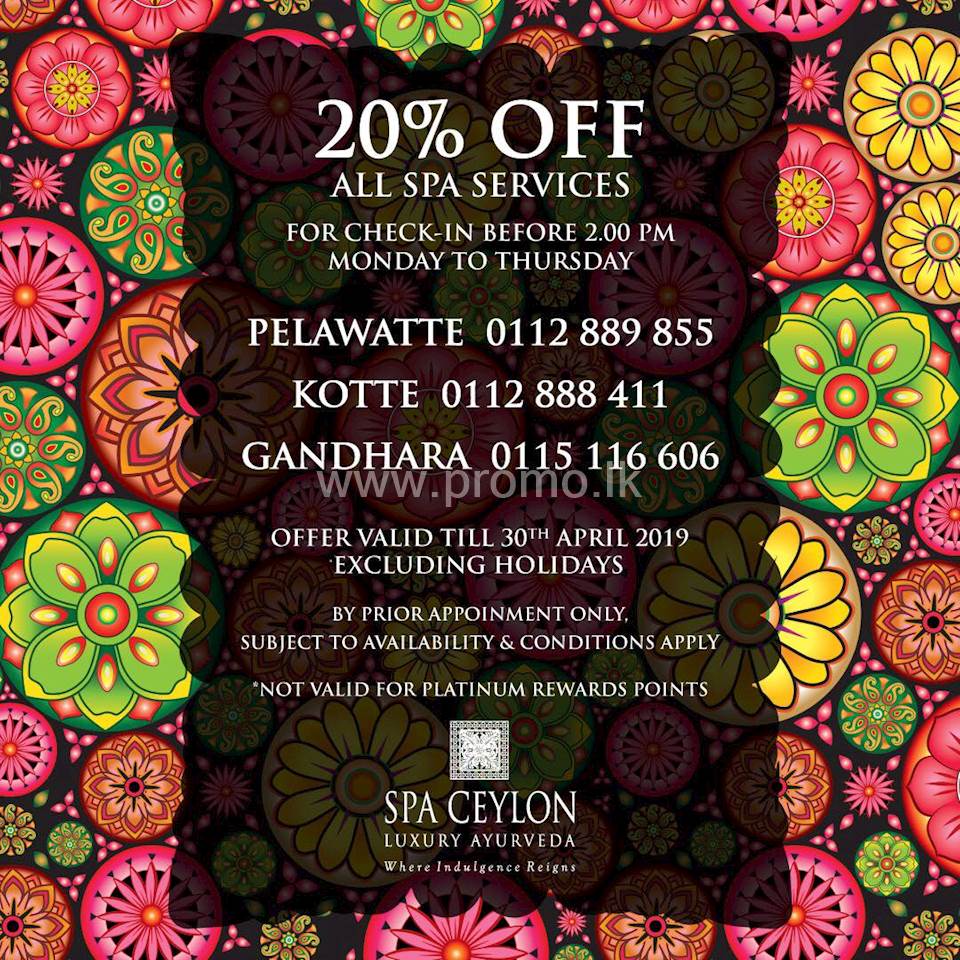 Enjoy 20% Off at Spa Ceylon Luxury Ayurveda