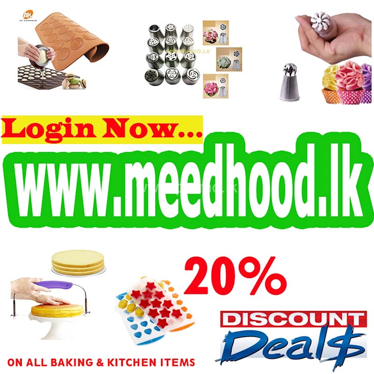 20% Discount Deals on all baking and kitchen items from MeedHood