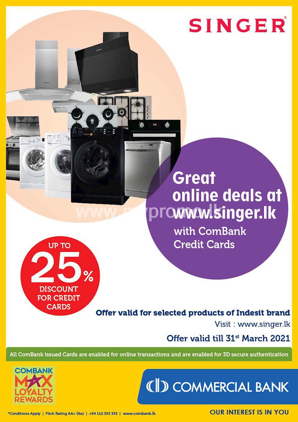 Great online deals at www.singer.lk with ComBank Credit Cards
