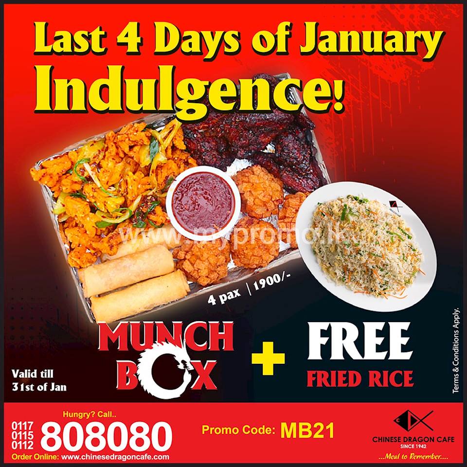 Buy Munch Box (4 pax) and Get a Fried Rice Free at Chinese Dragon Cafe