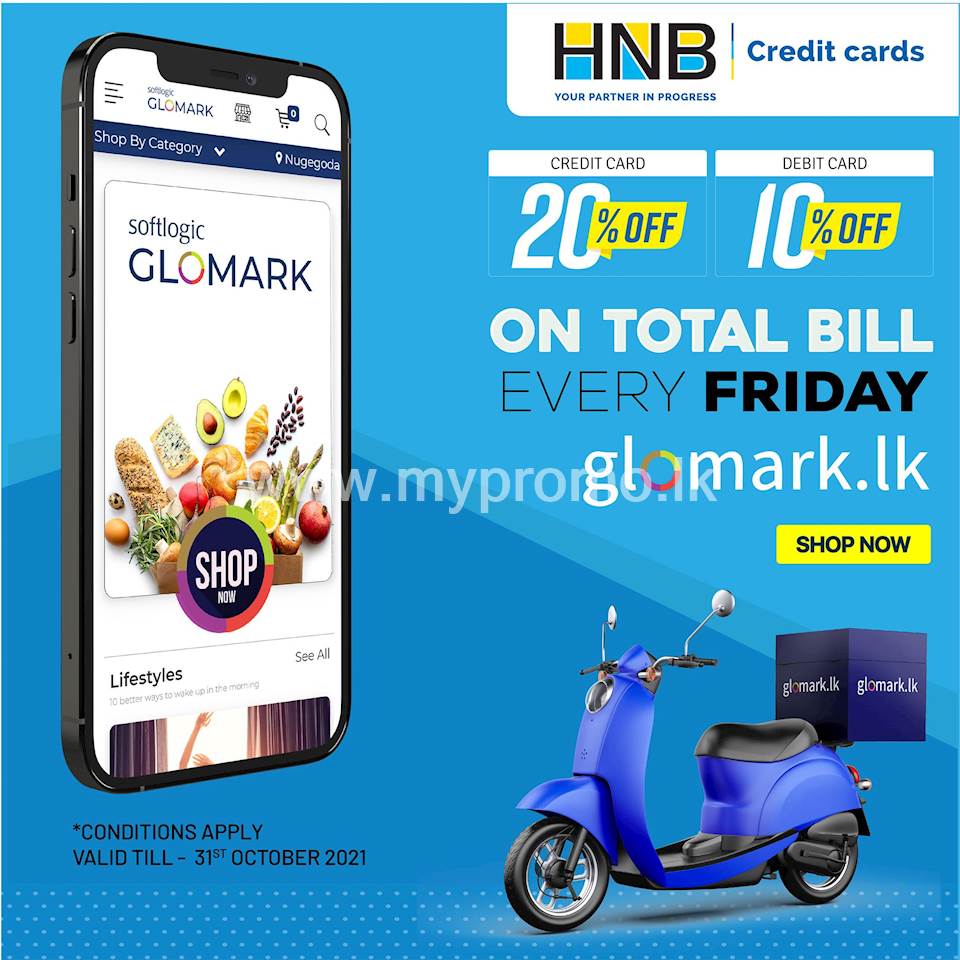 Get up to 20% DISCOUNT for HNB Cards at GLOMARK
