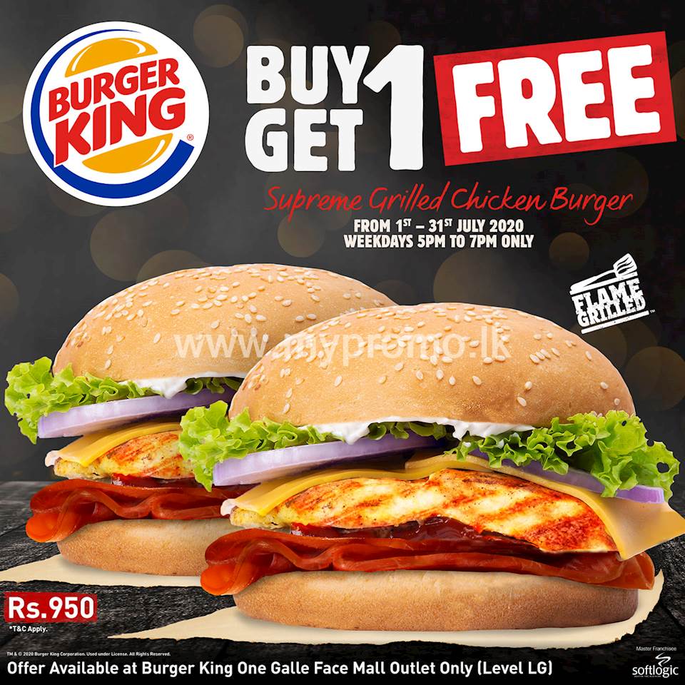 Exclusive Offer at One Galle Face Mall Burger King!! Buy One Supreme ...