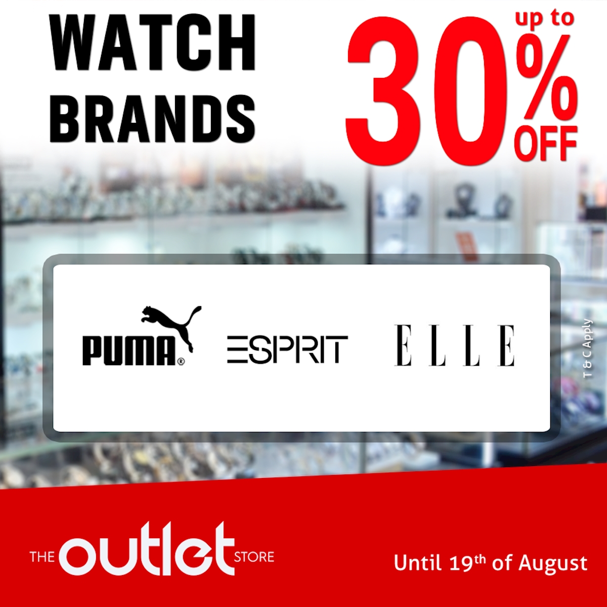 Get 30% Off on selected Branded Watches at The Outlet Store