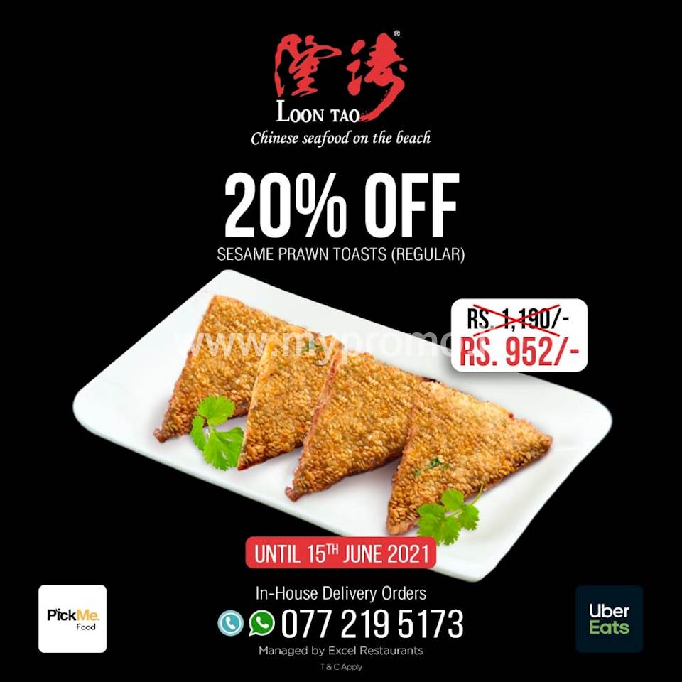 Save 20% off on sesame prawn toasts at Loon Tao
