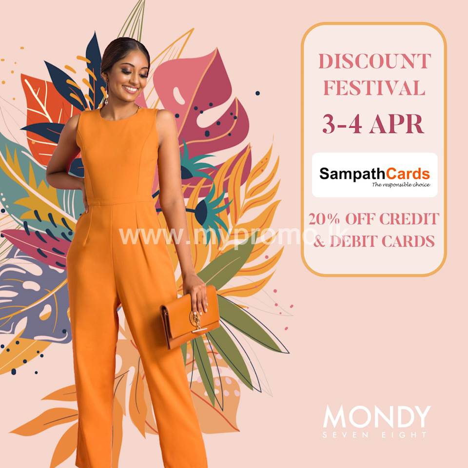 Enjoy 20% off on Sampath bank Credit & Debit cards at Mondy