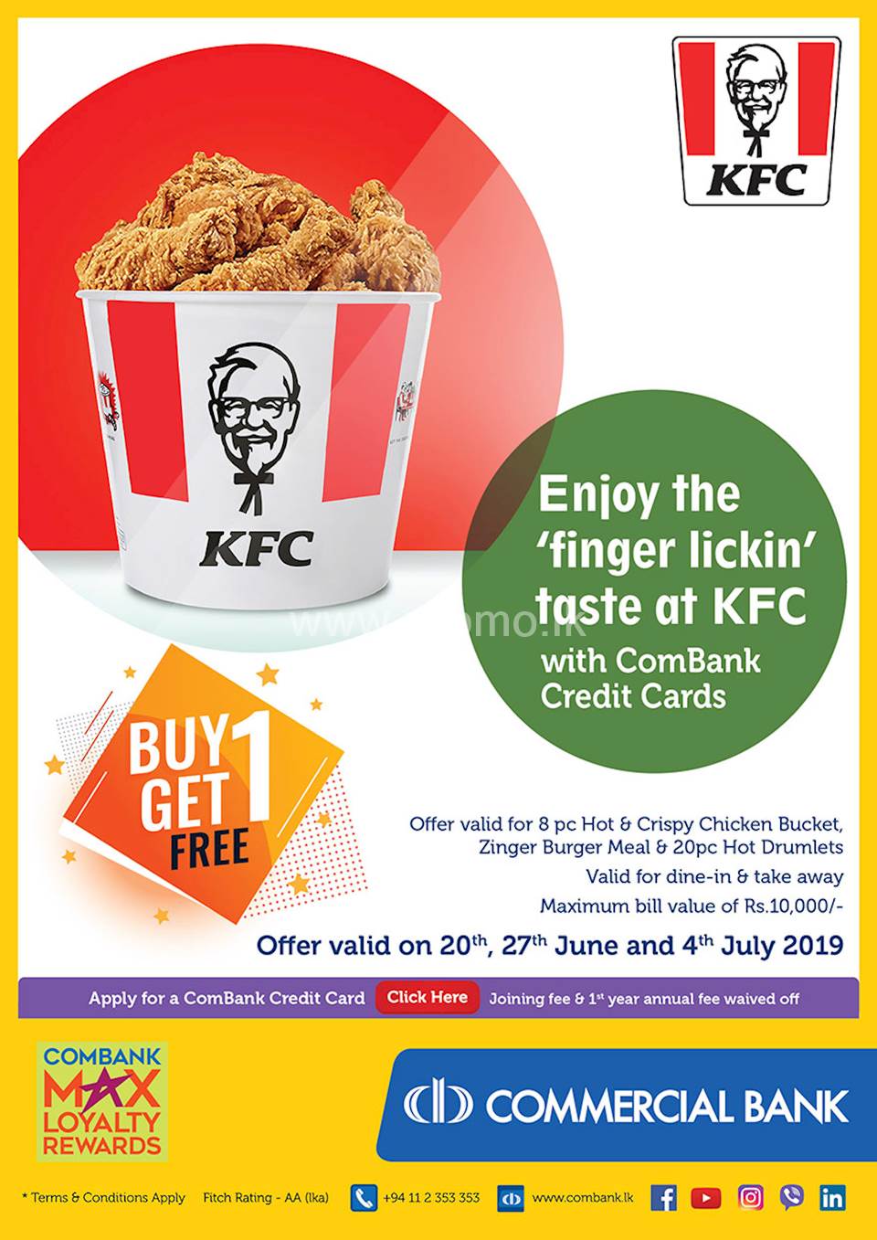 Buy 1 Get 1 FREE - Enjoy the 'finger lickin' taste at KFC with ComBank ...