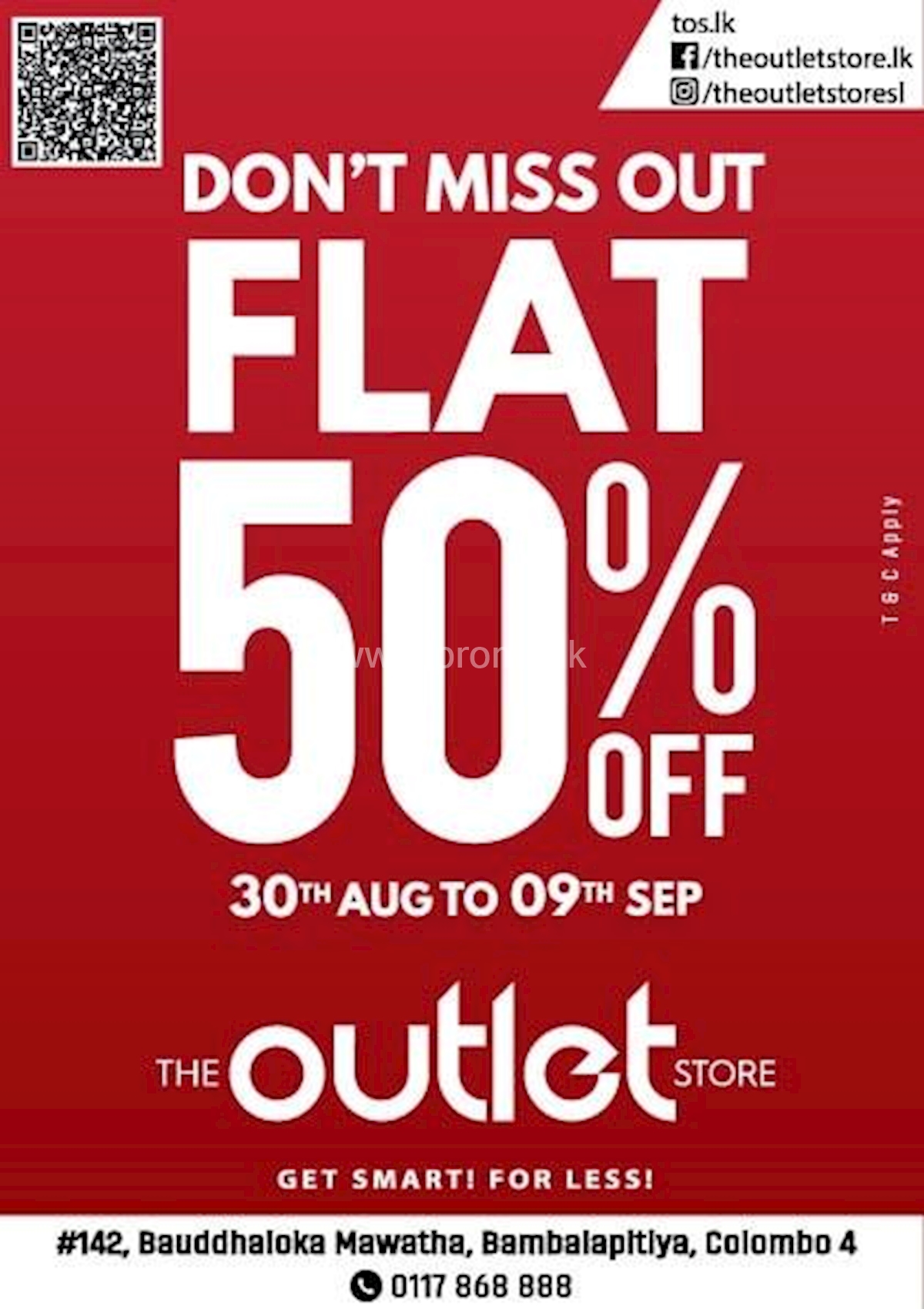 Enjoy Flat 50% Off at The Outlet Store