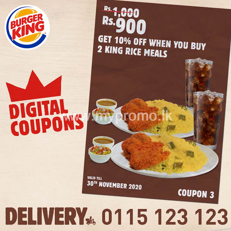 Coupon #3 entitles you to 10% off when you buy 2 King Rice meals at ...