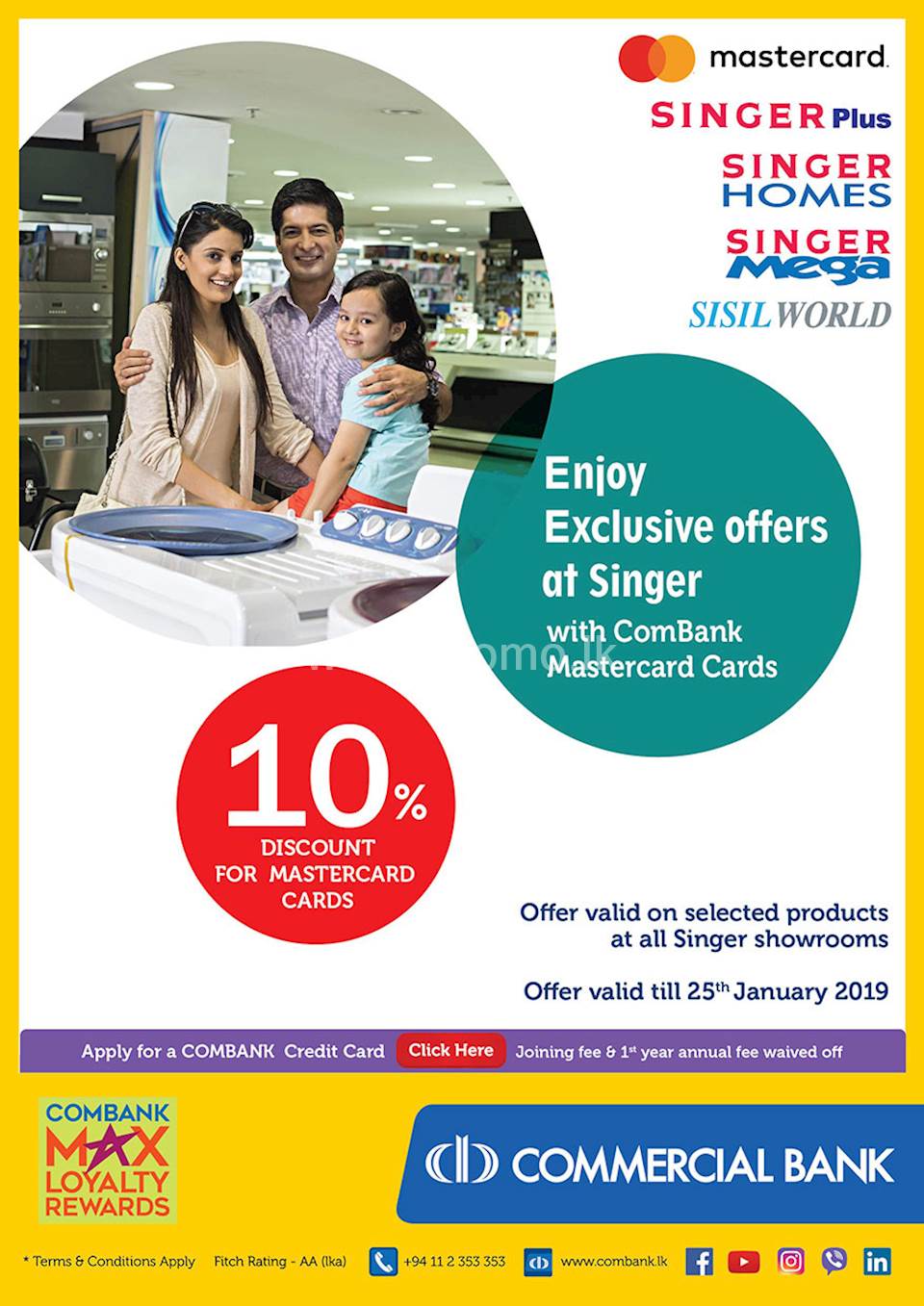 Enjoy exclusive offers at Singer with ComBank Mastercard Cards.