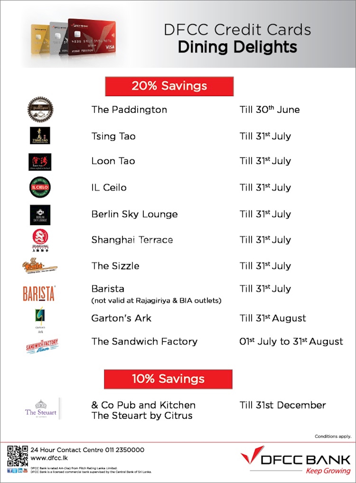 DFCC Credit Card Dining Offers