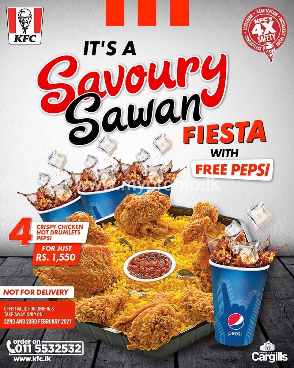 Enjoy Savoury Sawan Fiesta with 4 FREE Pepsi for just Rs.1,550 At KFC ...